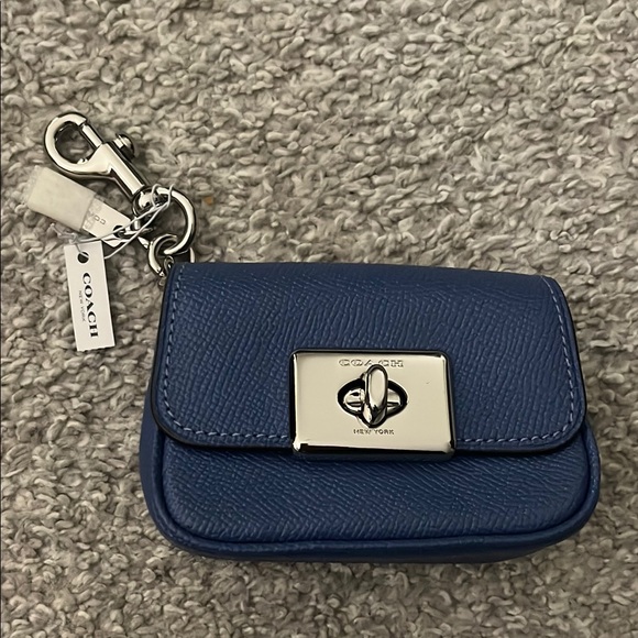Coach | Accessories | Coach Blue Key Card Holder With Silver Clip ...